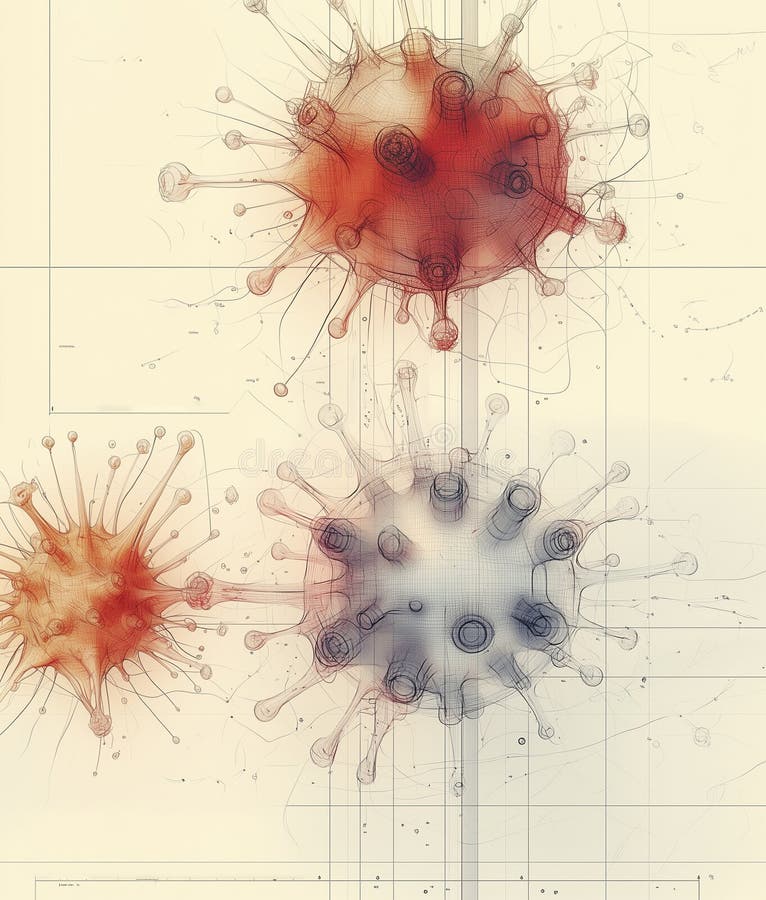 Study of the Virus Under the Microscope, Life Forms. Drawing Stock ...