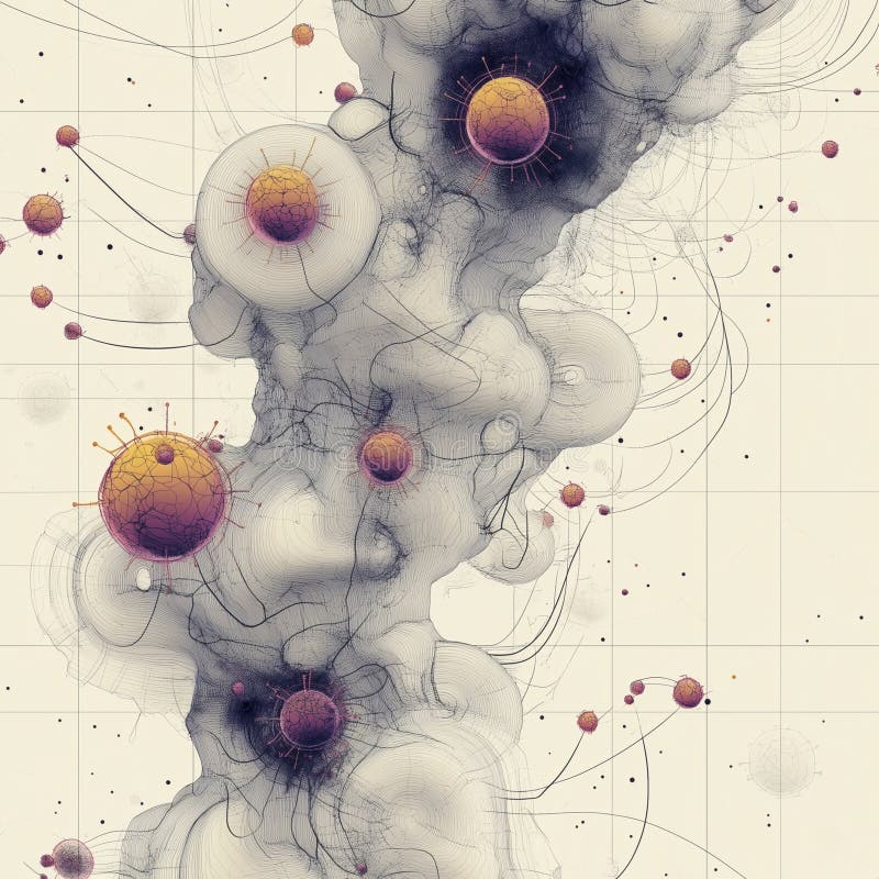 Study of the Virus Under the Microscope, Life Forms. Drawing Stock ...