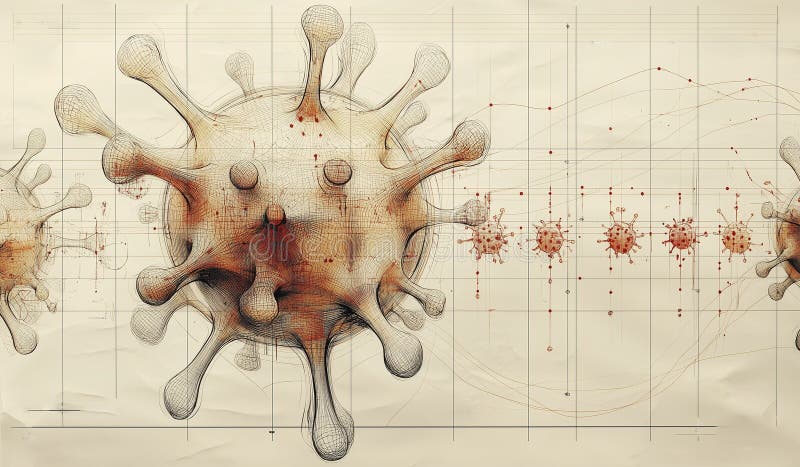 Study of the Virus Under the Microscope, Life Forms. Drawing Stock ...