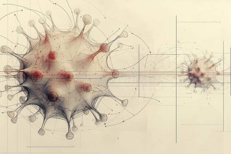 Study of the Virus Under the Microscope, Life Forms. Drawing Stock ...
