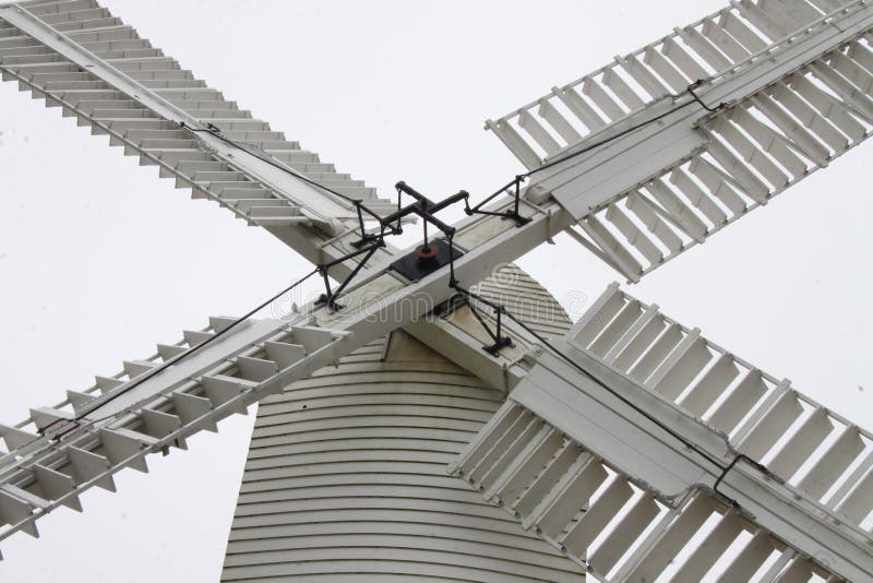 A Study of a White Windmill Stock Image - Image of mill, agriculture ...