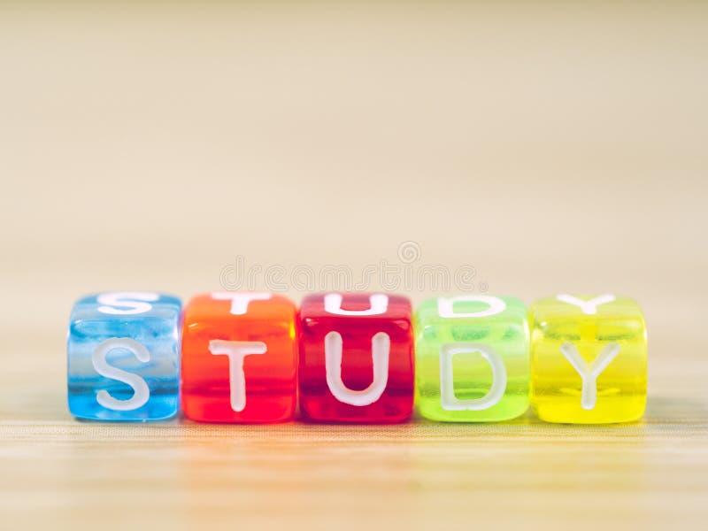 STUDY Word Written on Color Block. STUDY Text on Table, Concept. Stock ...