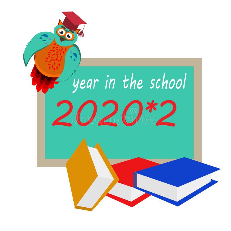 Study Year Concept Wih Owl, Student in Cap with Books, Vector Stock ...