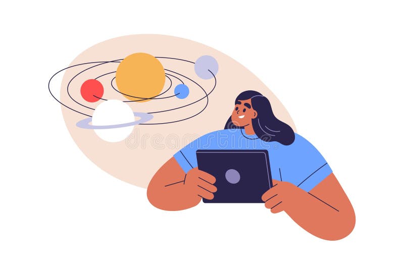 Studying Astronomy, Space, Planets Online. Happy Student Learning ...