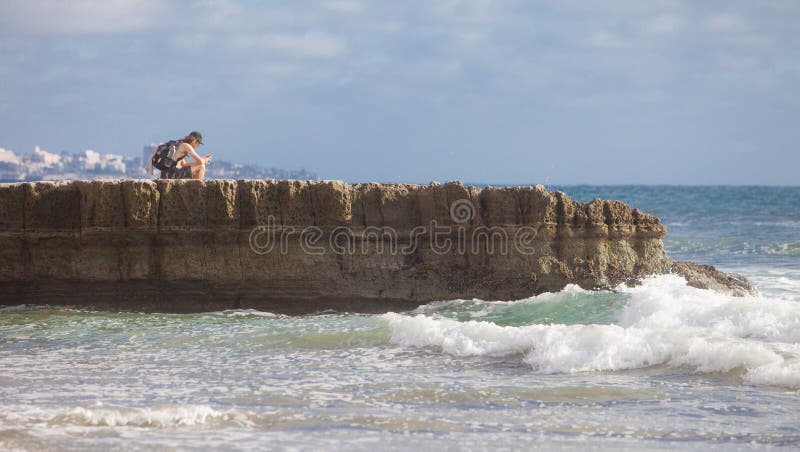 Smart Phone at the Beach editorial stock image. Image of torrey - 42567519