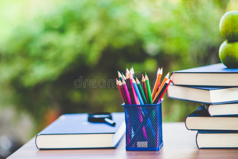 Studying Books and Learning Materials. Stock Image - Image of educate ...