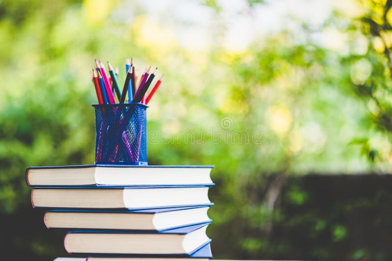 Studying Books and Learning Materials. Stock Image - Image of class ...