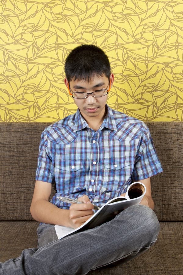 Studying boy stock image. Image of home, modern, eyeglass - 21266025
