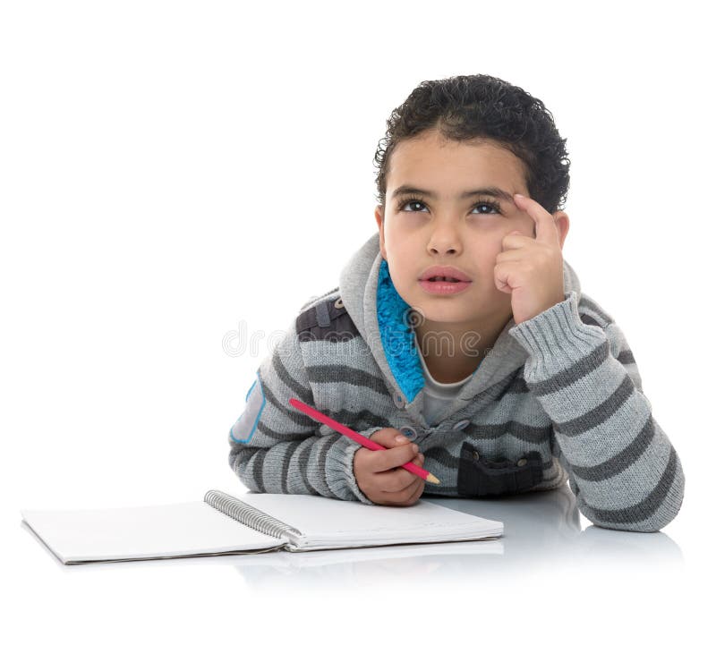 Boy thinking stock photo. Image of kids, puzzled, rest, school - 33276