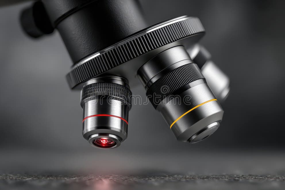 Studying Cells Using Microscope with Eyepiece Lens Stock Illustration ...