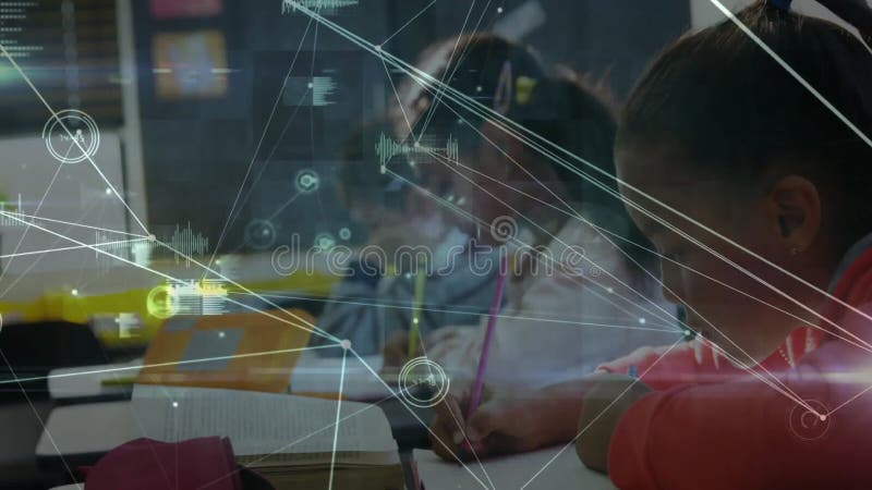 Studying in Classroom, Students with Network Connections and Data ...