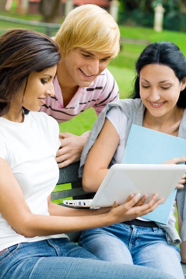 Students at School Studying on Laptop Computer Stock Photo - Image of ...