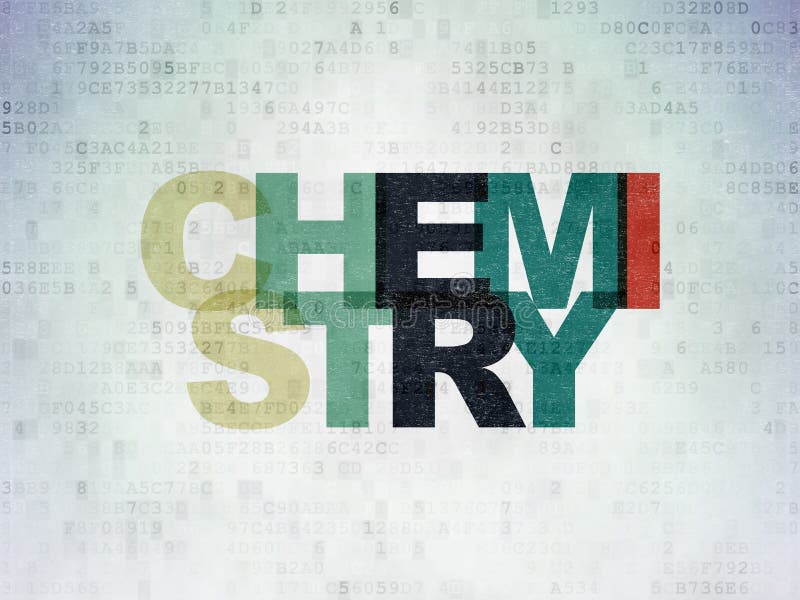 Studying Concept: Chemistry on Digital Data Paper Background Stock ...