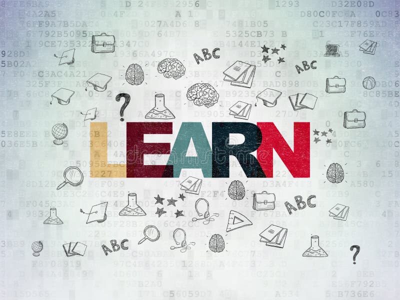 Studying Concept: Learn on Digital Data Paper Background Stock ...