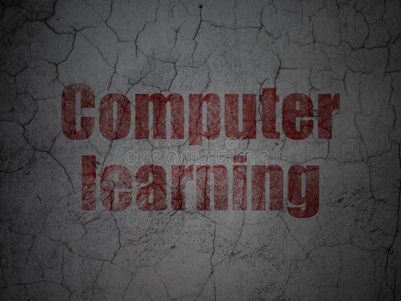 Studying Concept: Computer Learning on Grunge Wall Background Stock ...