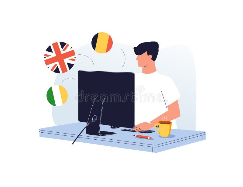 Studying Foreign Language Online. Student Choosing English Course To ...