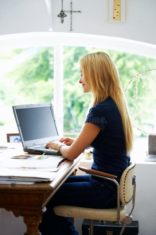Studying hard stock image. Image of female, interior, computer - 2885041