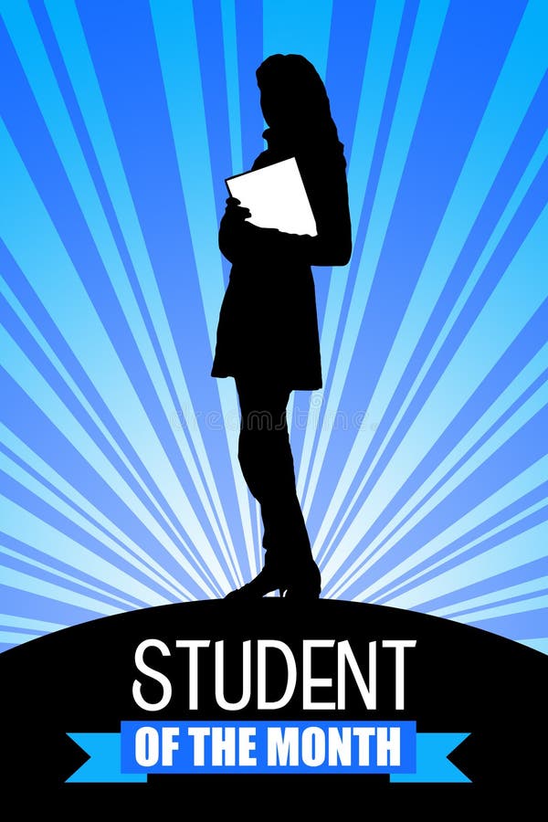 Shield Emblem with Silhouette Student Girl and Decorative Leaves Stock ...