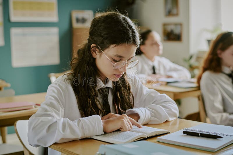 Studying Hard in School Classroom Environment Stock Image - Image of ...