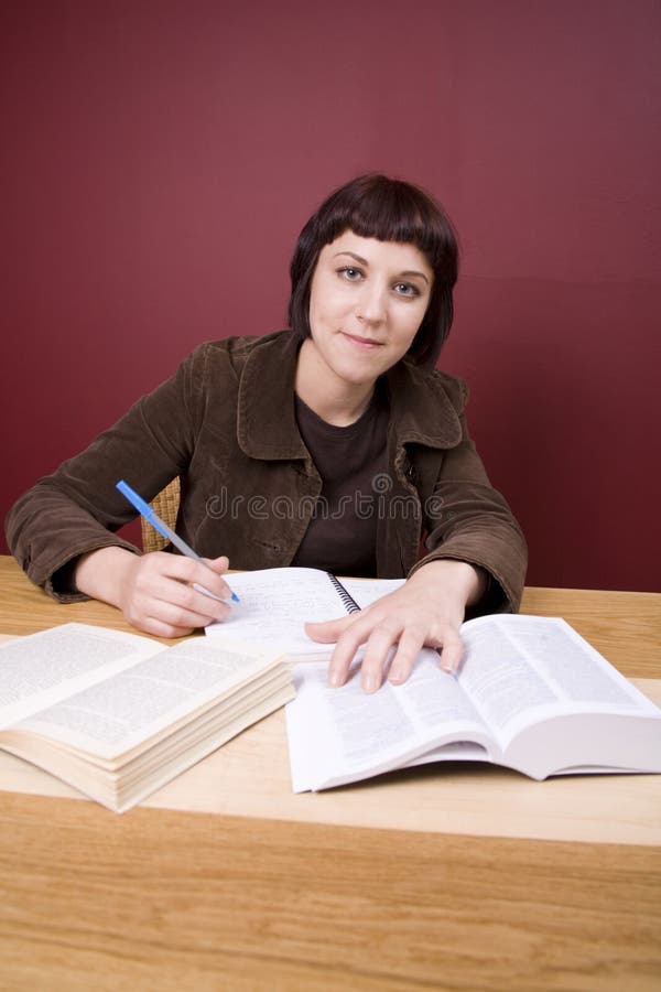 Studying at Home stock image. Image of note, book, caucasian - 8753411