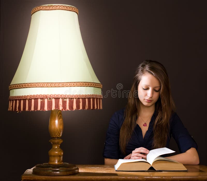 Studying at Home Late Night. Stock Image - Image of attractive ...