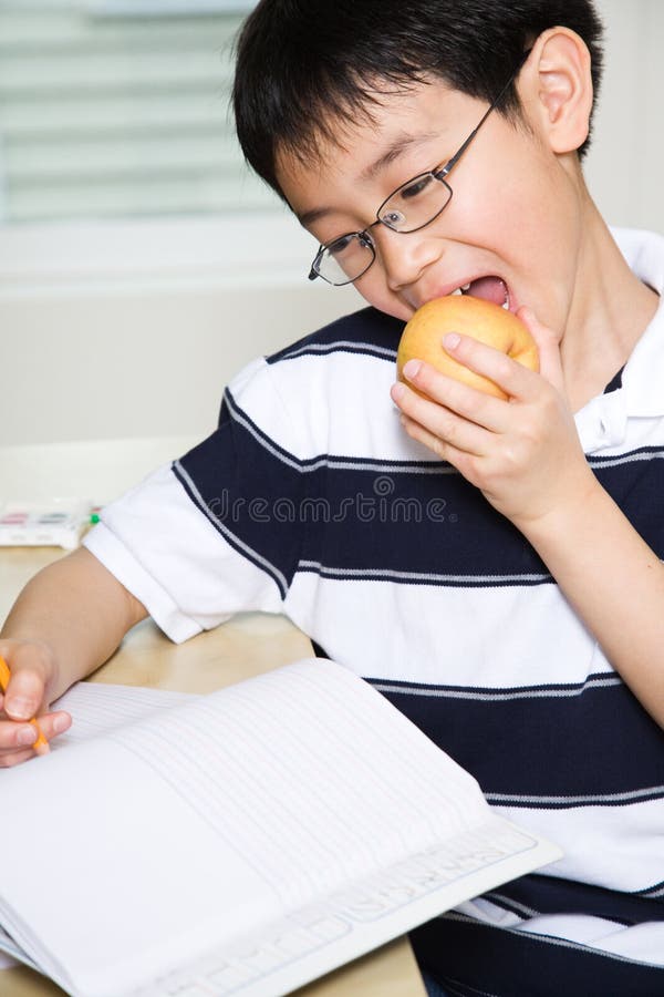 Studying kid stock photo. Image of home, asian, food, lifestyle - 8567878