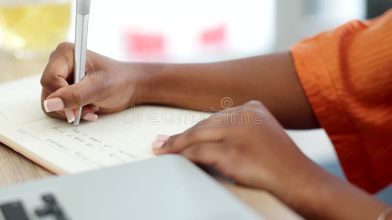 Student Hands Writing and Learning in Classroom Book or Notebook for ...