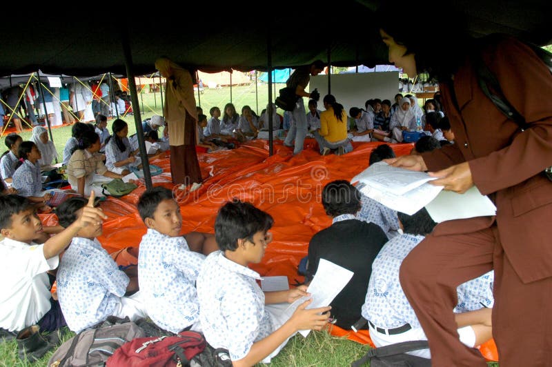 Studying in makeshift tent editorial stock image. Image of makeshift ...