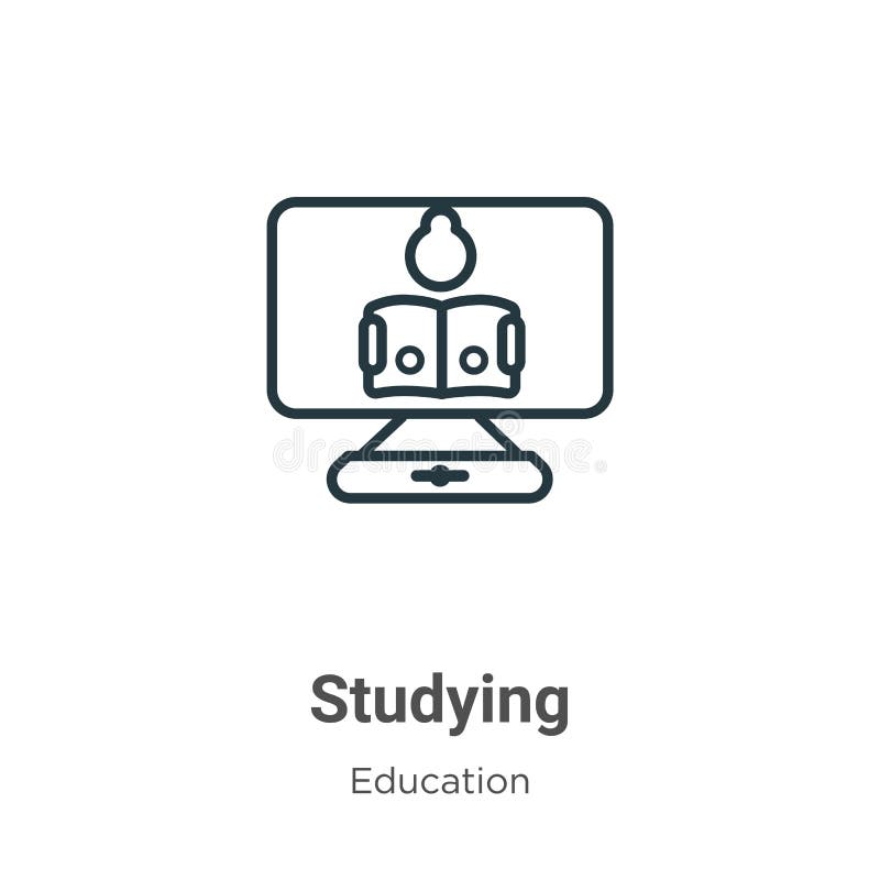 Studying Outline Vector Icon. Thin Line Black Studying Icon, Flat ...