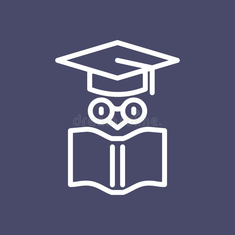 Studying Owl Icon Simple Flat Style Outline Illustration Stock Vector ...
