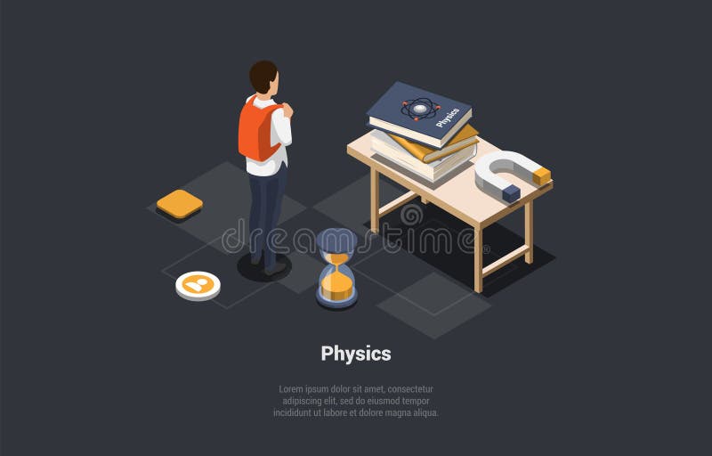 Studying Physics, Subject, Education and Science Concept. Man with ...