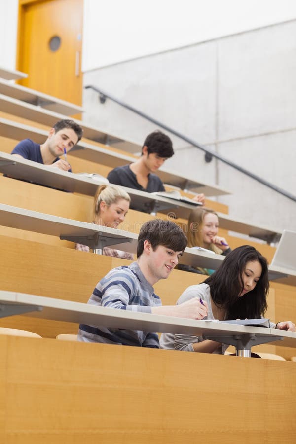 Studying Students in a Lecture Hall Stock Image - Image of looking ...
