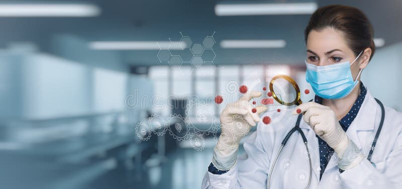 Studying the Study of the Virus in the Laboratory Stock Image - Image ...