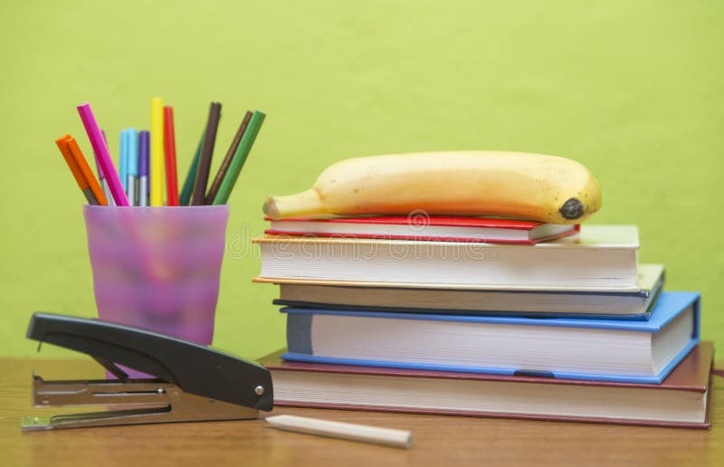 Studying Table with Accessories Stock Photo - Image of elementary, desk ...