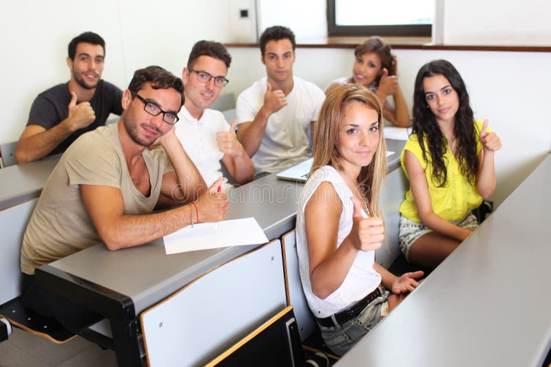 Students Studying with Laptop in Class Room Stock Photo - Image of ...