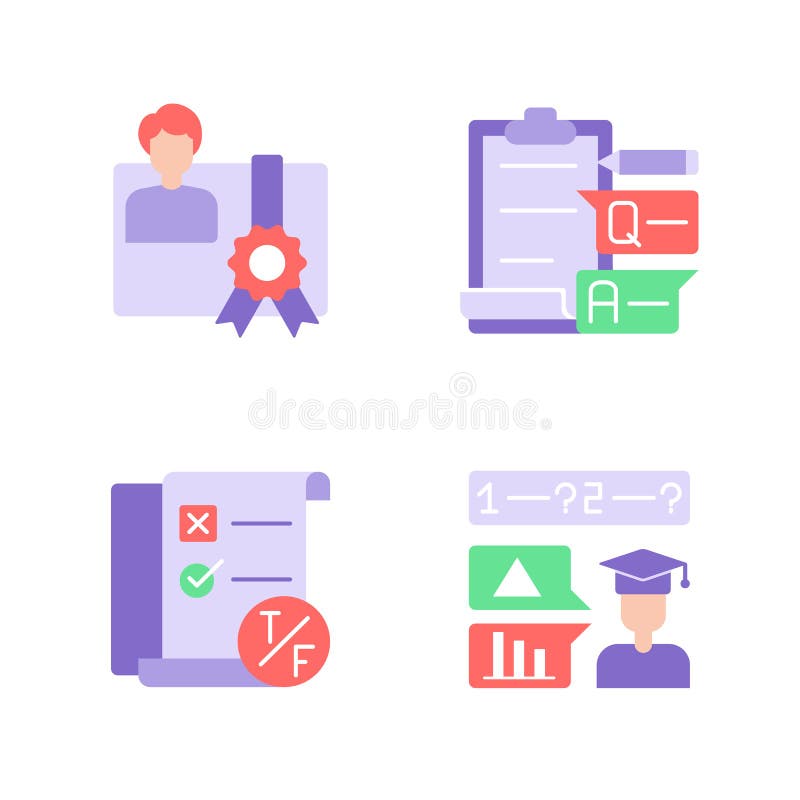 Studying Vector Flat Color Icon Set Stock Vector - Illustration of ...