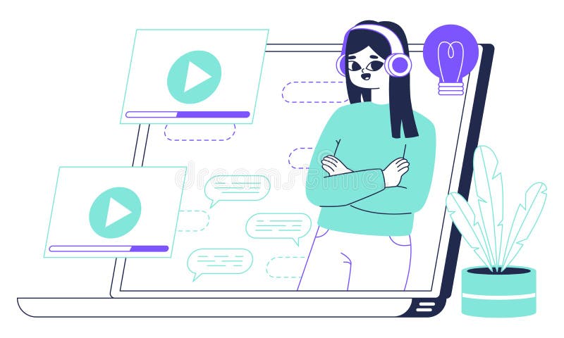 Studying Web Platform App, E-learning Service, Online School Education. Teacher on Gadget Screen ...