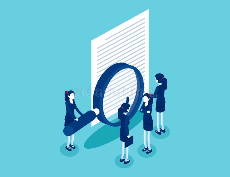 Studying Working Documentation and Teamwork. Isometric Vector Business ...