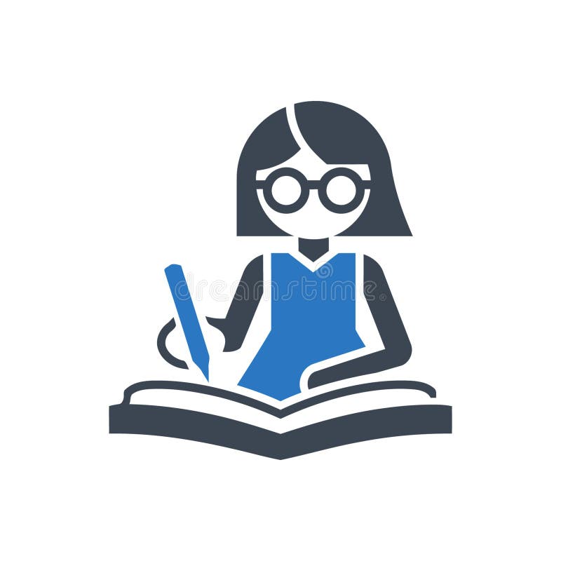 Studying Writing Student Icon Stock Vector - Illustration of book ...