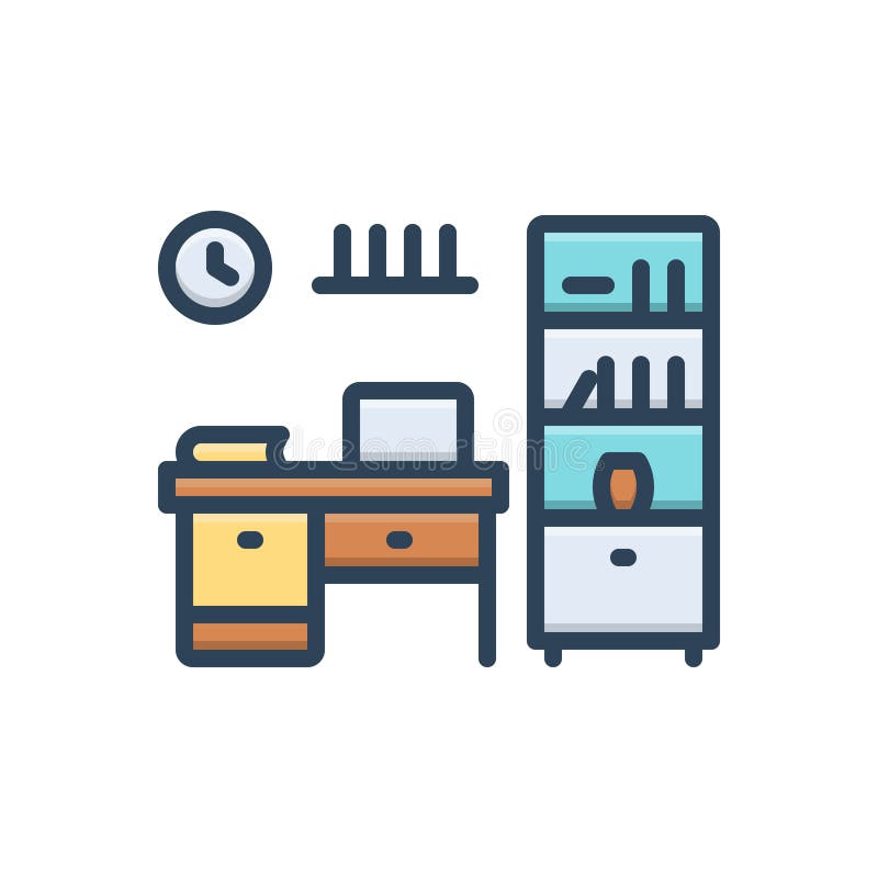 Color Illustration Icon for Studyroom, Interior and Reading Room Stock ...