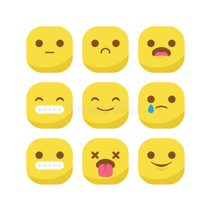 Cute Emoji Emoticon Reaction Expression Smiley Set Vector Isolated ...
