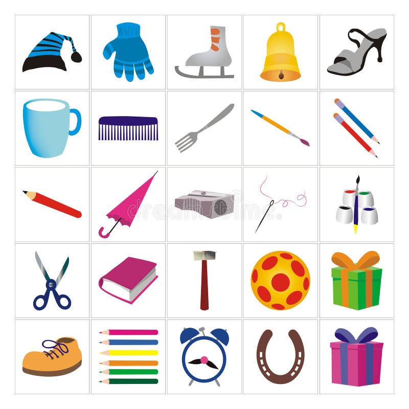 Everyday Objects Icons stock vector. Illustration of goldfish - 27372993