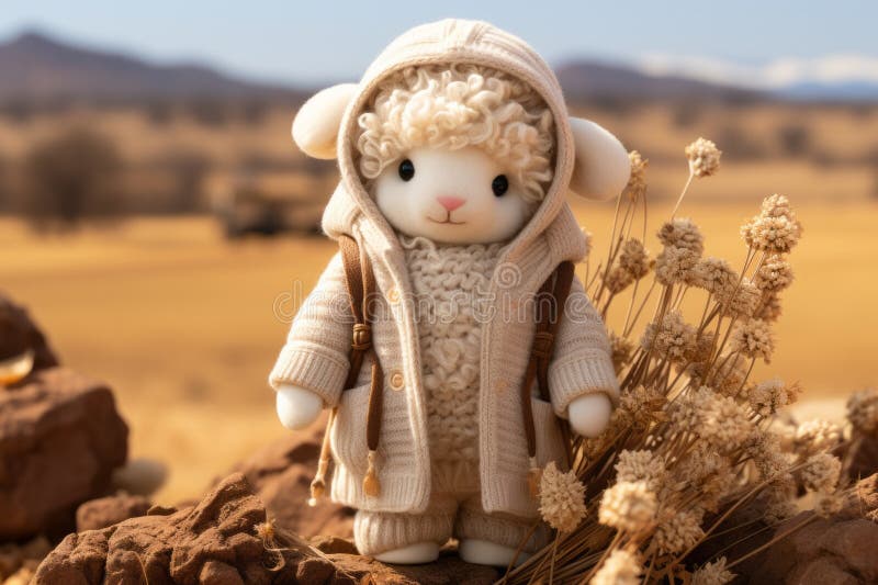 A Stuffed Animal Wearing a Hooded Jacket Standing in the Middle of a ...