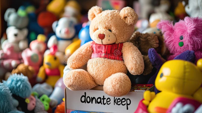 Donate or Keep: Sorting through Stuffed Animals Stock Illustration ...
