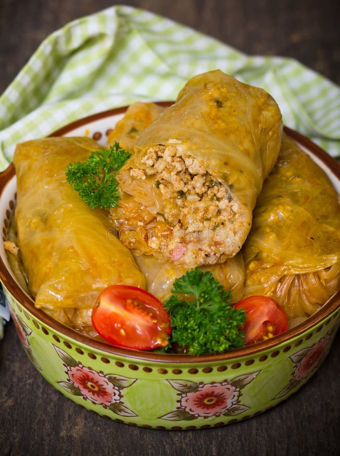 Stuffed cabbage rolls stock image. Image of plate, leaf - 39260061
