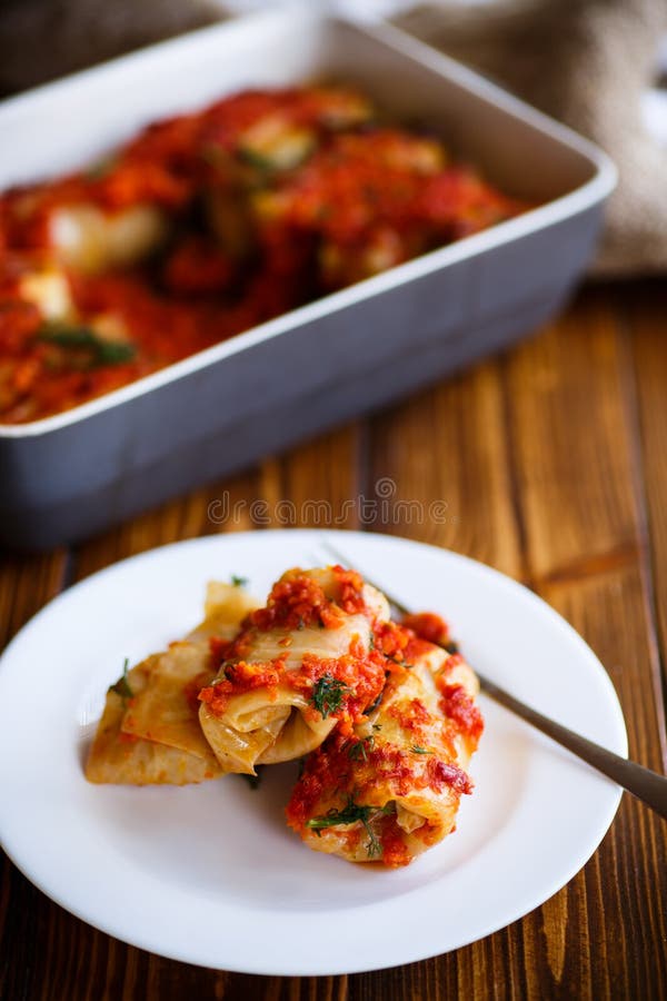 Stuffed Cabbage Rolls with Rice and Meat Stock Photo - Image of meal ...