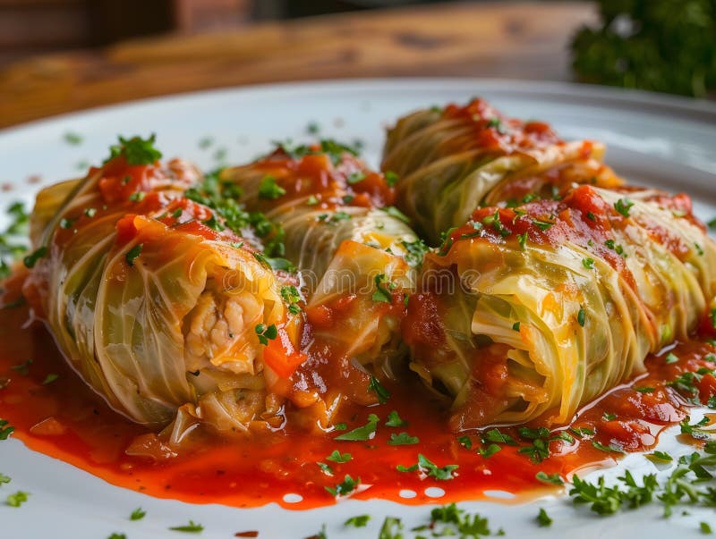 Stuffed Cabbage Rolls Cabbage Rolls with Tomato Sauce Stock ...