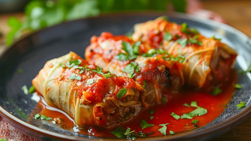 Stuffed Cabbage Rolls Cabbage Rolls with Tomato Sauce Stock ...