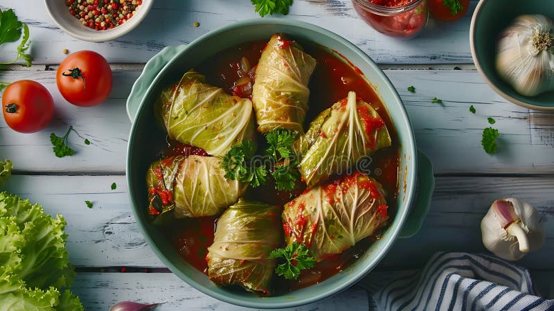 Stuffed Cabbage Rolls Cabbage Rolls with Tomato Sauce Stock ...