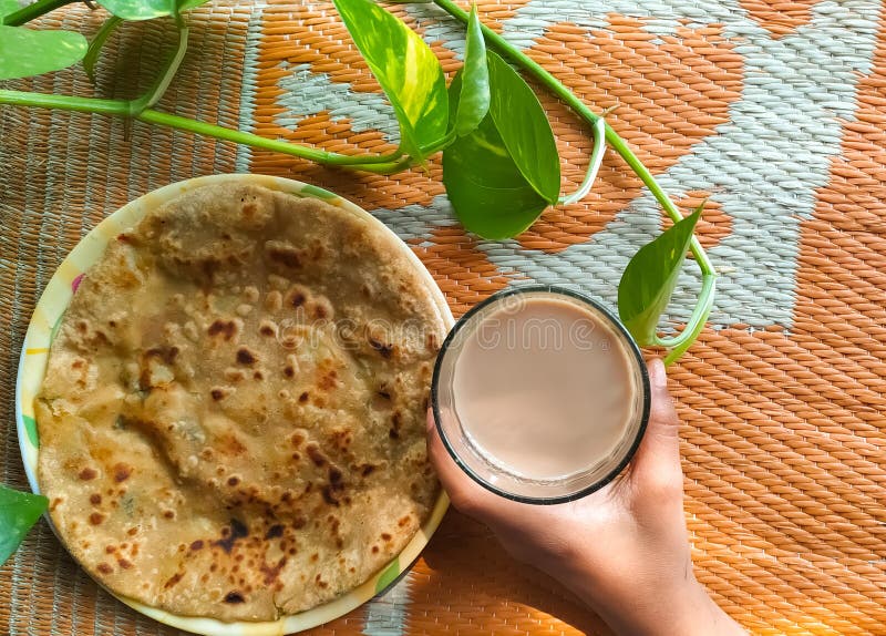 Stuffed Chapati with Cup of Tea Stock Image - Image of food, dessert ...